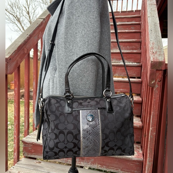 Coach | Bags | Coach Signature Python Stripe Satchel Bag | Poshmark